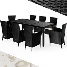 Casaria Polyrattan Garten-Sitzgruppe 9-tlg Schwarz-Creme
