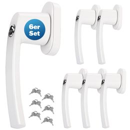 Monzana Fenstergriff 6er-Set Wei&szlig; abschlie&szlig;bar
