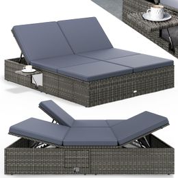 Casaria Polyrattan Sonnenliege Grau/Anthrazit 200x160x33cm