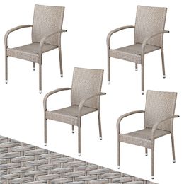 Casaria Polyrattan Stapelstuhl Comfort 4er-Set Creme