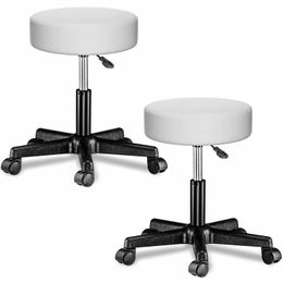 Casaria Rollhocker Kunstleder 2er-Set Wei&szlig; 360&deg; drehbar