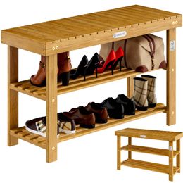 Casaria Schuhregal 2in1 Akazienholz FSC -zertifiziert 90x33x46cm