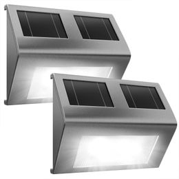 Monzana LED Solar-Wandleuchte 2er-Set Edelstahl