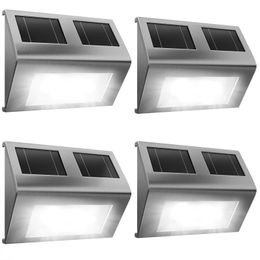 Monzana LED Solar-Wandleuchte 4er-Set Edelstahl