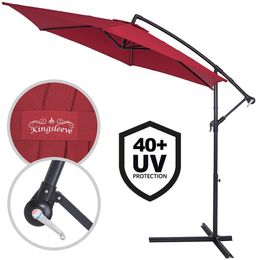 Kingsleeve Ampelschirm &Oslash;300cm Alu UV 50+ Kurbel & Fu&szlig;kreuz Rot