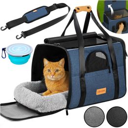 Cadoca Katzentransportbox Blau 44x34x31cm bis 20kg