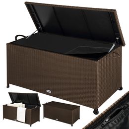 Casaria Gartenbox Polyrattan Braun 117x53x60cm mit Griffen & Rollen