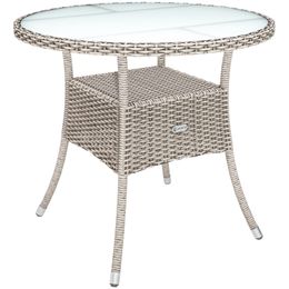 Casaria Polyrattan Tisch Creme &Oslash;80cm