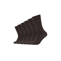 Socken Camano "Socken 6er Pack", Damen, Gr. 35-38, braun (schwarz braun melange), 80% Baumwolle, 17% Polyamid, 3% Elasthan, uni, Socken Socken