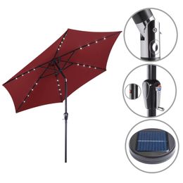Kingsleeve LED Solar Sonnenschirm Miami Rot Alu &Oslash;270cm UV-Schutz 80+