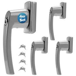 Monzana Fenstergriff 4er-Set Silber abschlie&szlig;bar