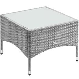 Casaria Polyrattan Beistelltisch Grau 58x58x42cm
