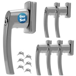 Monzana Fenstergriff 6er-Set Silber abschlie&szlig;bar