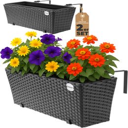 Casaria Polyrattan Blumenkasten 2er-Set Schwarz
