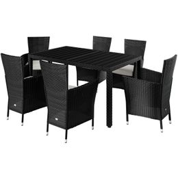 Casaria Sitzgruppe Polyrattan 7-tlg Schwarz WPC