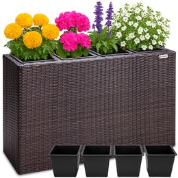 Casaria Polyrattan Blumentopf Braun 95x27x60cm