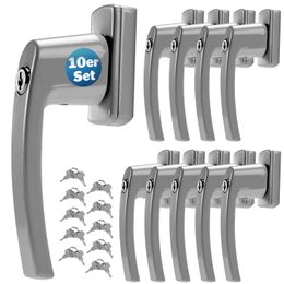 Monzana Fenstergriff 10er-Set Silber abschlie&szlig;bar