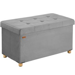 Casaria Sitzbank Grau Samt 76x38x42cm mit Stauraum faltbar