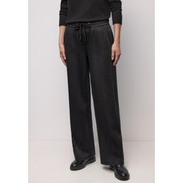 Stoffhose Street One, Damen, Gr. 38, L&auml;nge 30, schwarz, Stoff, 37% Polyester, 30% Viskose, 25% Polyamid, 8% Elasthan, unifarben, loose fit lang, Hosen Stoffhose, High Waist