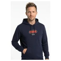 Kapuzensweatshirt Puma "ESS LOGO LAB STORY 1 HOODIE TR", Herren, Gr. S, new navy, Sweatware, Obermaterial: 68% Baumwolle, 32% Polyester, bedruckt, regular fit normal, angesetztes B&uuml;ndchen, Sweatshirts, Regular Fit, mit Kapuze, mit K&auml;ngurutasche, sportlicher Stil