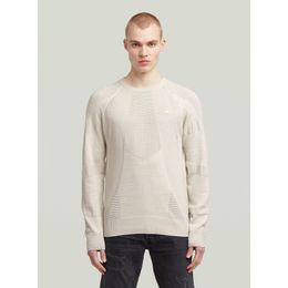 G-Star Raw Longpullover G-STAR "3D Biker Ribbed Knit Pullover", Herren, Gr. L, wei&szlig;bait, dk brick, Obermaterial: 50% Baumwolle, 50% Polyacryl, Pullover Longpullover