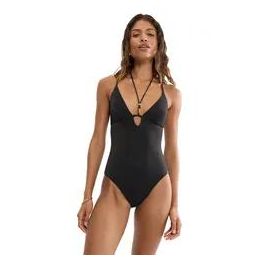 Badeanzug Triumph "Summer Sunset OP 01", Damen, Gr. 36, Cup C, schwarz, Glitzergarne;Microfaser, Obermaterial: 70% Polyamid, 16% metallisierte Fasern, 14% Elasthan, Badeanz&uuml;ge Badeanzug, weicher Lurex