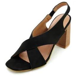 Sandale FINDLAY "CALA", Damen, Gr. 39, schwarz, Polyurethane, Schuhe Sandale, mit Absatz in Korkoptik