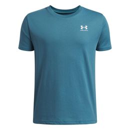 T-Shirt Under Armour "UA B SPORTSTYLE LC SS", Jungen, Gr. L, boundless blau,, wei&szlig;, Obermaterial: 60% Baumwolle, 40% Polyester, normal, Rundhals, Shirts T-Shirt, f&uuml;r Jugendliche, sportlicher Stil, mit Logodrucken, Kurzarm