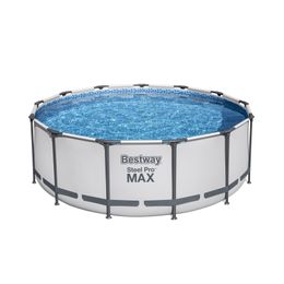 Bestway&reg; Steel Pro MAX&trade; Frame Pool Komplett-Set mit Filterpumpe &Oslash; 396 x 122 cm, lichtgrau, rund