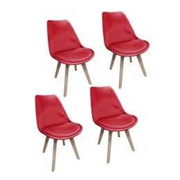 HTI-Living Esszimmerstuhl Samt 4er Set Atlanta Rot