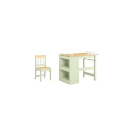 sobuy Kindertisch mit Stuhl und 1 Ablage Gr&uuml;n 80x44x66cm Nordisch