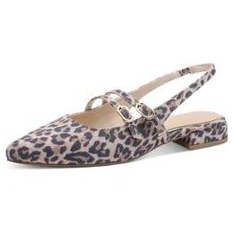 Slingpumps Marco Tozzi, Damen, Gr. 40, leo, sand, Textil, Schuhe Slingpumps, Blockabsatz, Businessschuh mit verstellbaren Schnallen