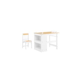 sobuy Kindertisch mit Stuhl und 1 Ablage Wei&szlig; 80x45x66cm Nordisch
