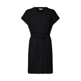 Minikleid oxmo "Minikleid OXNInna Linen Mix Vneck", Damen, Gr. 38, N-Gr, grau (meteorite), Obermaterial: 80% Viskose LENZING LenzingCV. 20% Leinen LI., Kleider Minikleid