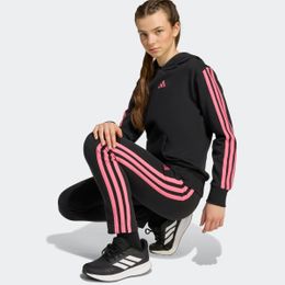 Sporthose adidas Sportswear "ESSENTIALS KIDS", M&auml;dchen, Gr. 164, N-Gr, schwarz (schwarz, pink fusion,), Obermaterial: 55% Baumwolle, 36% Polyester, 9% Viskose, Hosen Sporthose