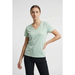 Trainingsshirt Only Play "ONPCORE LIFE VN SS REG TEE NOOS", Damen, Gr. S, surf spray detail:melange, Single Jersey, Obermaterial: 96% Polyester, 4% Elasthan, meliert, regular fit normal, V-Ausschnitt, Shirts, mit reflektierenden Details