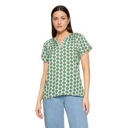 Shirtbluse Cartoon "Damen mit R&uuml;schen", Damen, Gr. 46, gr&uuml;n, blau, Obermaterial: 100% Viskose, figurumspielend normal, Rundhals, Blusen