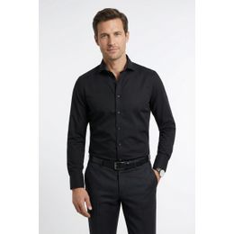 Langarmhemd OLYMP "Luxor modern fit", Herren, Gr. 46, N-Gr, schwarz, Web, Obermaterial: 100% Baumwolle, 2-Knopf-Manschette, Hemden, Global-Kentkragen, Businesshemd, modern fit