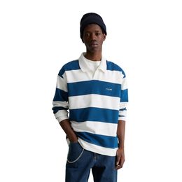Marc O'Polo Sweatshirt MARC O'POLO DENIM "mit gedrucktem Streifenmuster", Herren, Gr. M, dunkelblau, Obermaterial: 100% Baumwolle, unifarben, regular fit, Rippb&uuml;ndchen, Sweatshirts Sweatshirt