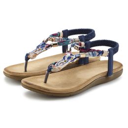 Zehentrenner Lascana "Sommerschuh, offener Schuh, Sandalette", Damen, Gr. 37, blau, Obermaterial: 100% Textilmaterial. Decksohle: 100% Textilmaterial. Futter: 100% Textilmaterial. Laufsohle: 100% Synthetik, mehrfarbig, Schuhe Zehentrenner, Sandale, Pantolette mit Stretcheinsatz