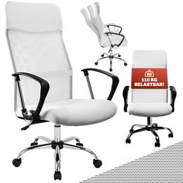 Casaria B&uuml;rostuhl Deluxe Wei&szlig; mit Netz