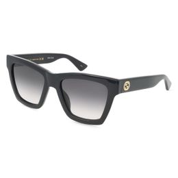 Gucci GG1714S | Damen-Sonnenbrille | Fassung: Vollrand, Cat Eye, Kunststoff, Schwarz | Glasfarbe: Grau Verlaufend