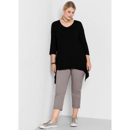 7/8-Hose sheego, Damen, Gr. 50, Normalgr&ouml;&szlig;en, grau (silbergrau), 97% Baumwolle, 3% Elasthan, unifarben, Hosen 7/8-Hose