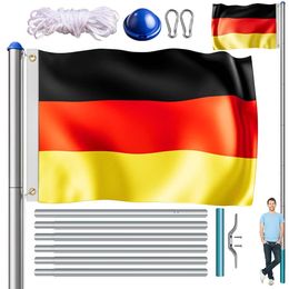 Monzana Fahnenmast Alu 650cm mit Deutschland-Flagge