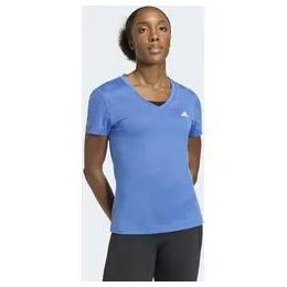 T-Shirt Adidas PERFORMANCE "Adidas WORKOUT ESSENTIALS MIT V-AUSSCHNITT", Damen, Gr. L, ray blau, Obermaterial: 93% Polyester, 7% Elasthan, V-Ausschnitt, Shirts T-Shirt