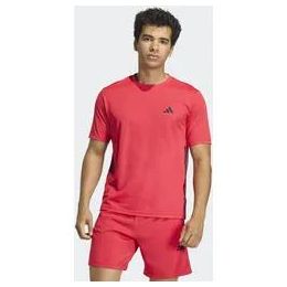 T-Shirt Adidas PERFORMANCE "WORKOUT ESSENTIALS 3-STRIPES", Herren, Gr. XL, pure ruby, schwarz, Obermaterial: 100% Polyester, Rundhals, Shirts T-Shirt