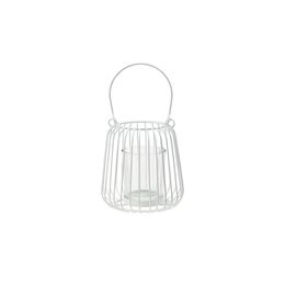 H&ouml;ffner Windlicht mit Glaseinsatz &brvbar; wei&szlig; &brvbar; Metall,Glas &brvbar; Ma&szlig;e (cm): H: 12 &Oslash;: 10 &raquo; H&ouml;ffner