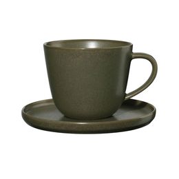 Asa SELECTION Kaffeetasse mit Unterteller gr&uuml;n Porzellan Ma&szlig;e (cm): H: 7,2 &Oslash;: 8.9 &raquo; H&ouml;ffner