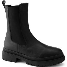 LANDS' END Chelsea-Boots aus Leder, Damen,  Schwarz, Leder, by Lands' End