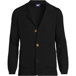 LANDS' END Sakko aus Baumwoll-Feinstrick, Herren,  Schwarz, Baumwolle, by Lands' End